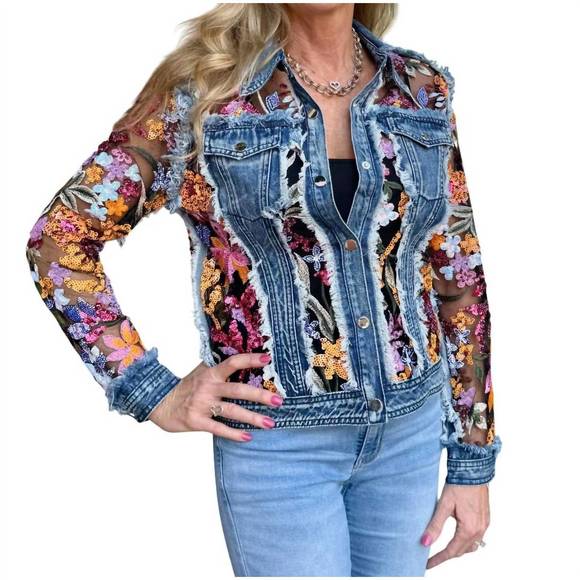 Adore | Jackets & Coats | New Adore Denim Jacket With Sheer Floral ...